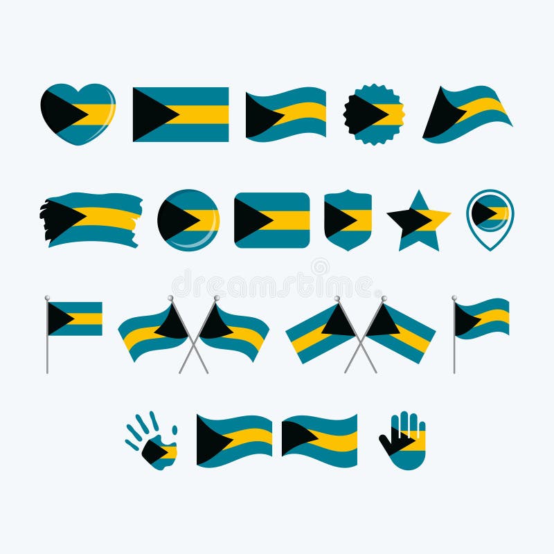 Bahamas Flag Icon Set Vector Isolated on a Gray Background Stock Vector ...