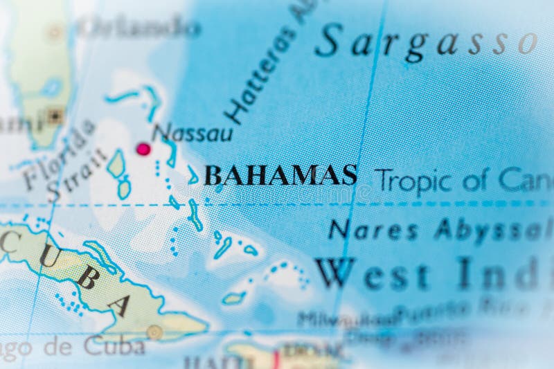 Bahamas Highlighted on a World Map Stock Photo - Image of country, spot ...