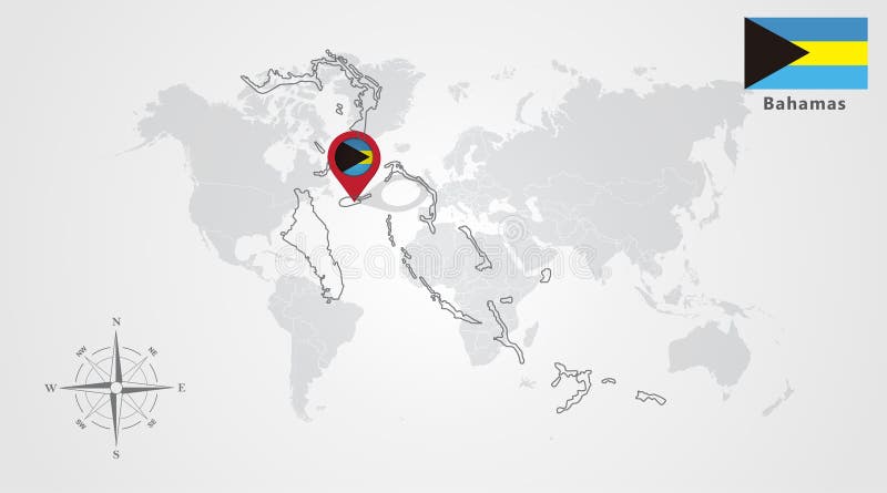 Bahamas Map Outline and Bahamas Flag Icon Design Stock Illustration ...