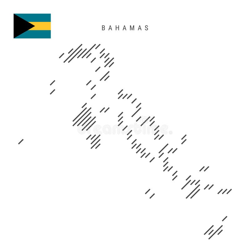 Bahamas Map from Pattern of Black Slanted Parallel Lines. Flat Vector ...