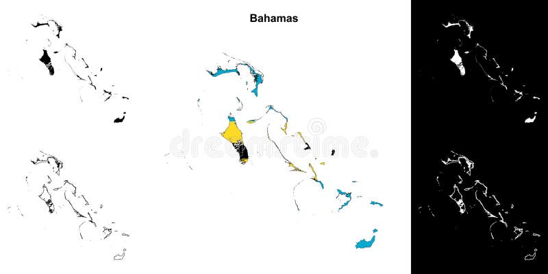 Bahamas outline map stock vector. Illustration of icon - 323783152
