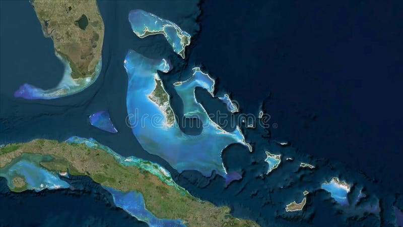 Bahamas Outlined. High-res Satellite Stock Illustration - Illustration ...