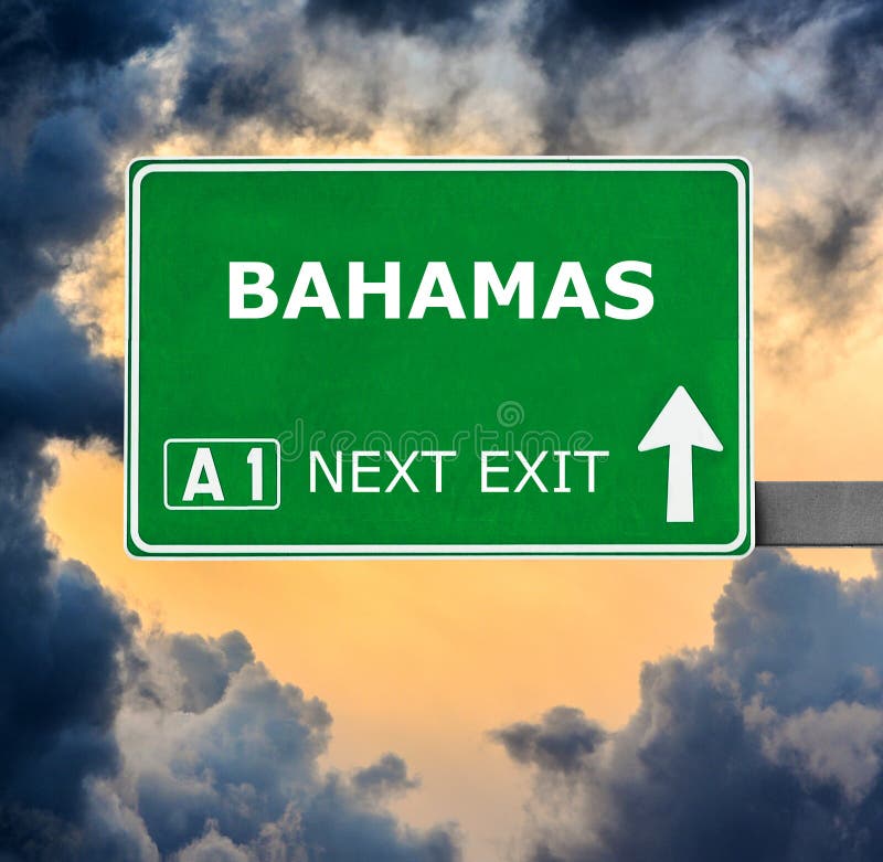 Bahamas Road Sign Against Clear Blue Sky Stock Image - Image of arrow ...