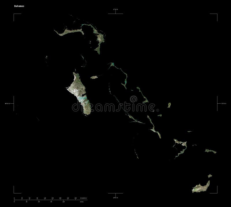 Bahamas Shape on Black. Low-res Satellite Stock Illustration ...