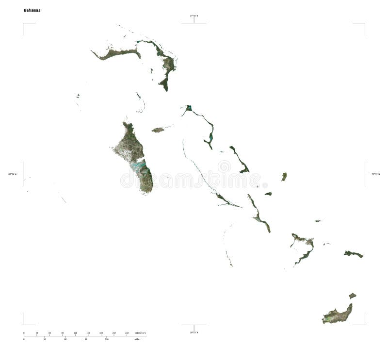 Bahamas Shape on White. Low-res Satellite Stock Illustration ...