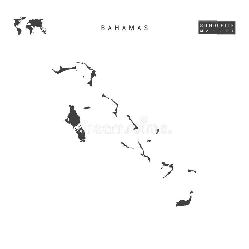 Bahamas Vector Map Isolated on White Background. High-Detailed Black ...