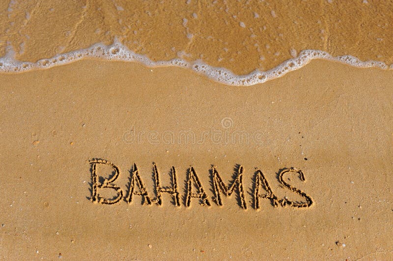 Bahamas Word on Sandy Summer Beach Stock Photo - Image of summer, write ...