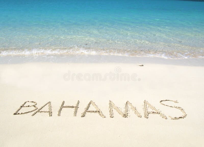 BAHAMAS Writing on the Beach Stock Photo - Image of castaway, island ...