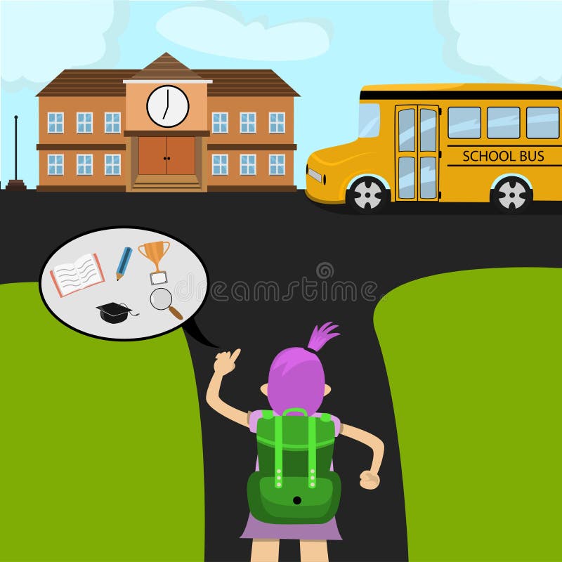 Illustration of Student Go To School and Come Back School Stock Vector ...