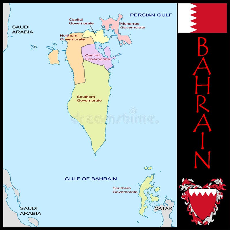 Bahrain Administrative Divisions Stock Illustration - Illustration of ...