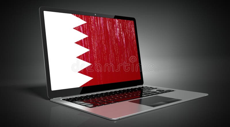 Bahrain - Country Flag and Binary Code on Laptop Screen Stock ...