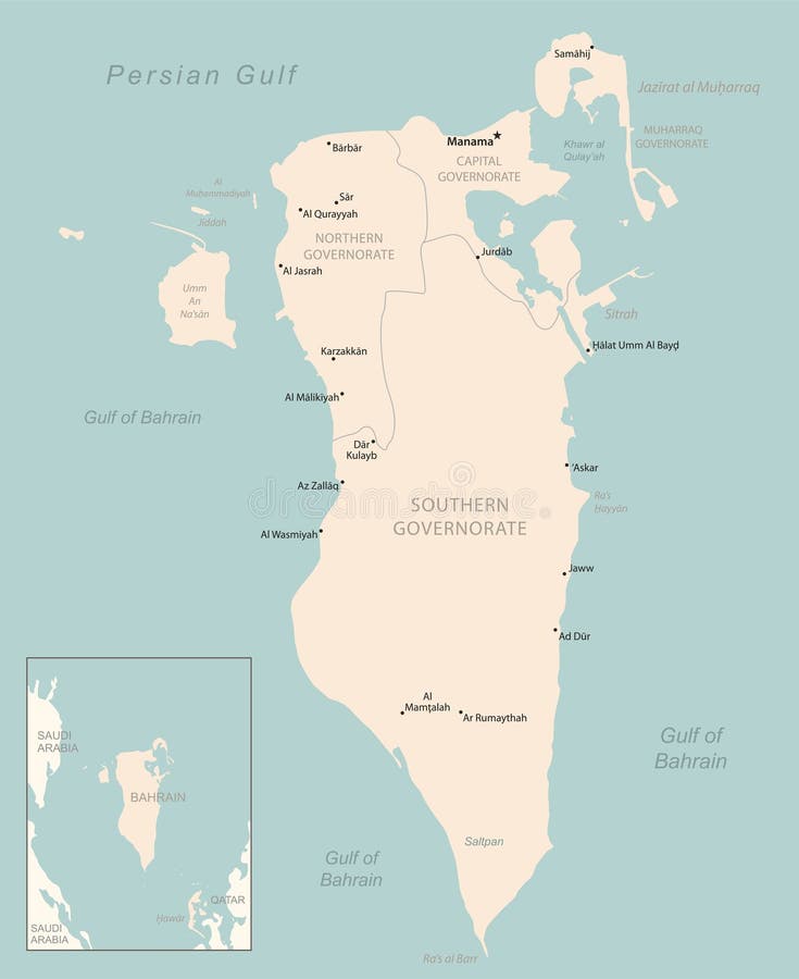 Bahrain - Detailed Map with Administrative Divisions Country Stock ...