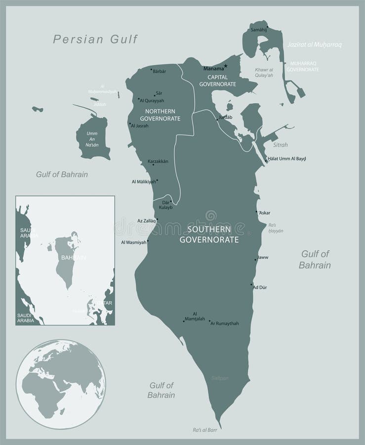Bahrain - Detailed Map with Administrative Divisions Country. Vector ...
