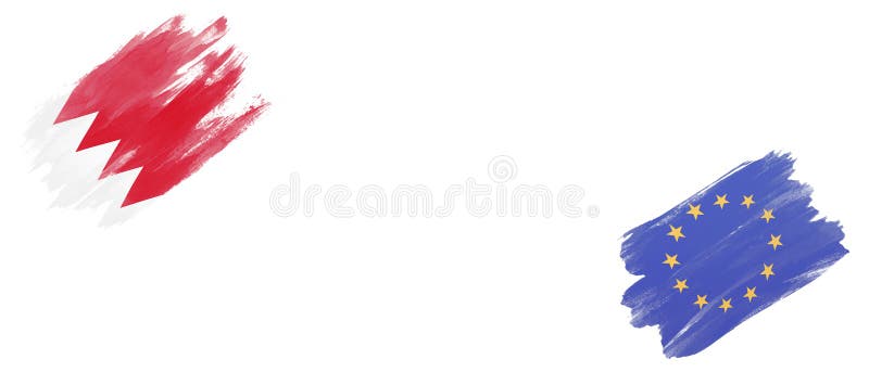 Bahrain and European Union Flags on White Stock Illustration ...