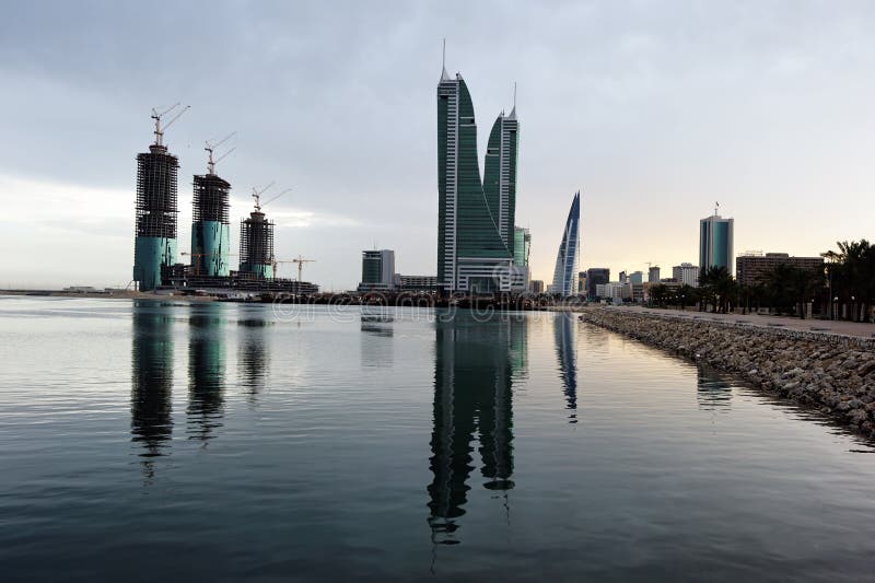 Bahrain Financial Harbour at Night, Bahrain Stock Image - Image of arab ...