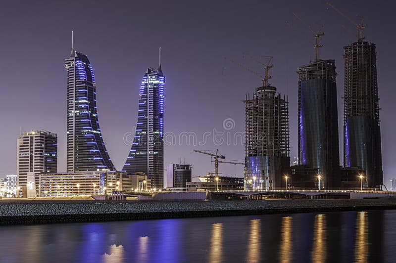 Bahrain financial harbour stock image. Image of serene - 43542767