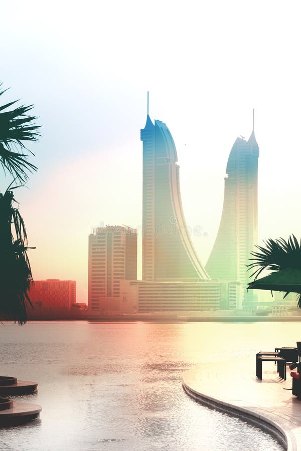 Bahrain Financial Harbour - Night Scene Stock Image - Image of date ...