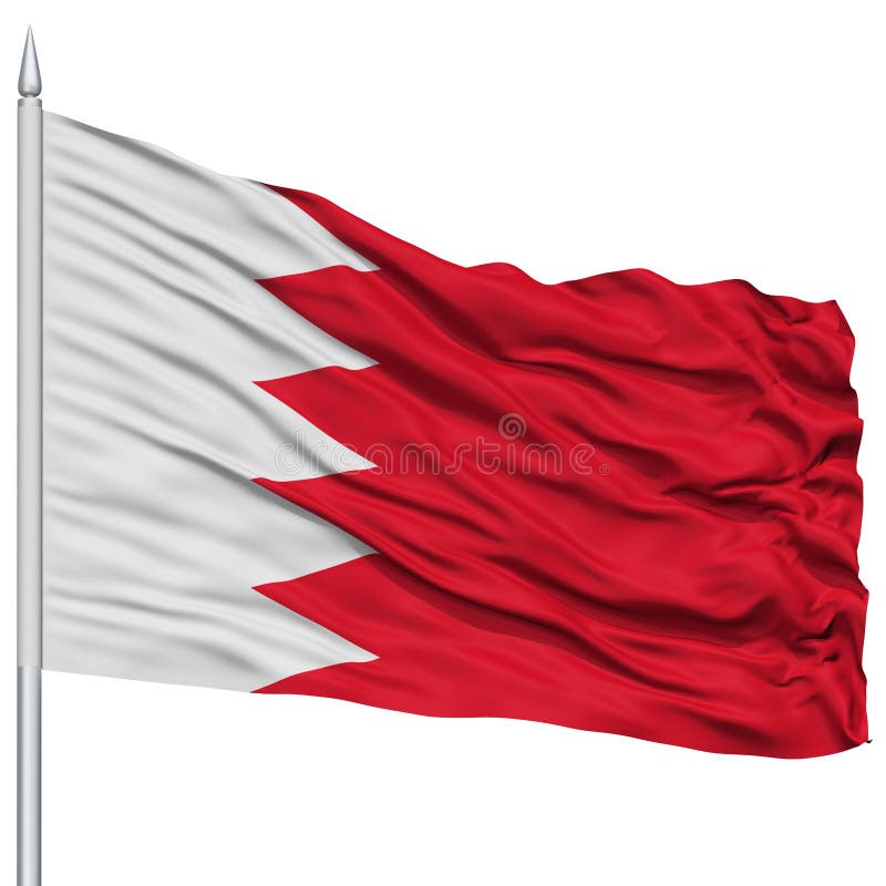 Bahrain Flag on Flagpole stock illustration. Illustration of background ...