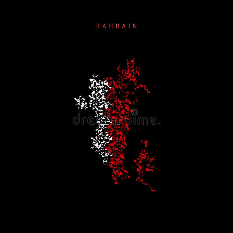 Bahrain Flag Map, Chaotic Particles Pattern in the Bahraini Flag Colors ...