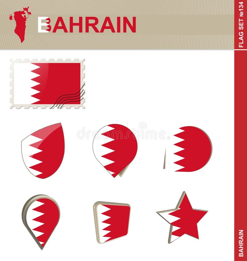 Bahrain Flag Set, Flag Set #134 Stock Vector - Illustration of ...