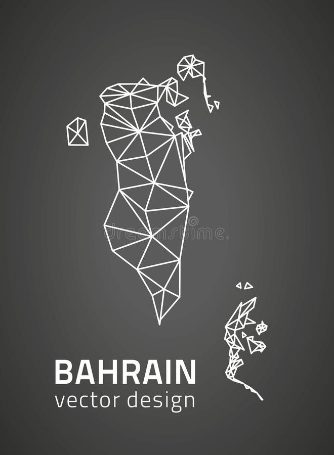 Bahrain Vector Outline Black Triangle Map Stock Vector - Illustration ...
