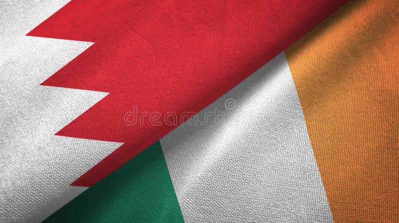 Bahrain and Ireland Two Flags Textile Cloth, Fabric Texture Stock ...