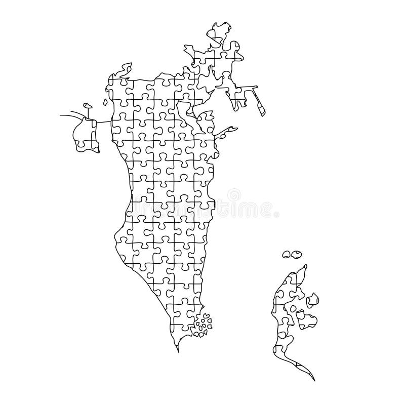 Bahrain Map of Black Contour Curves Illustration Stock Vector ...