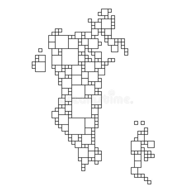 Bahrain Map from Black Pattern from a Grid of Squares of Different ...