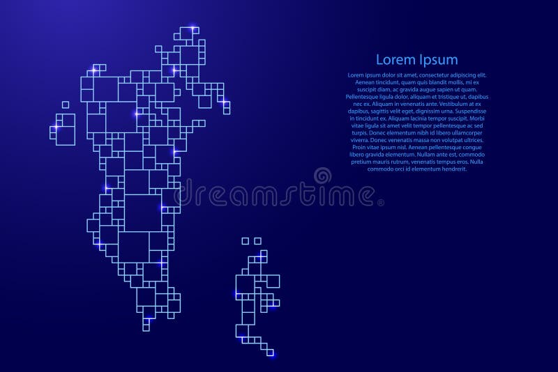 Bahrain Map from Futuristic Hexagonal Shapes, Lines, Points Blue and ...
