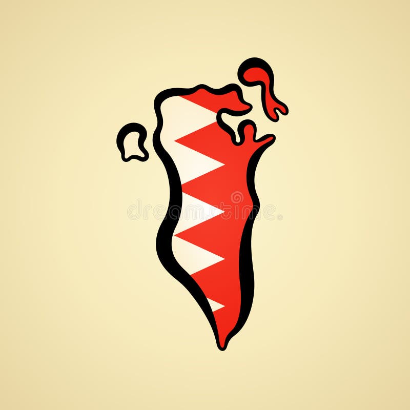Bahrain - Map Colored with Flag Stock Vector - Illustration of symbol ...