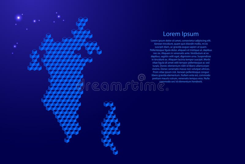 Bahrain Map from 3D Classic Blue Color Cubes Isometric Abstract Concept ...