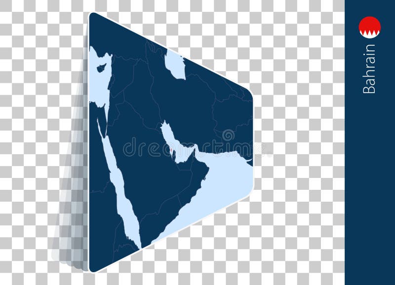 Bahrain Map and Flag on Transparent Background Stock Vector ...