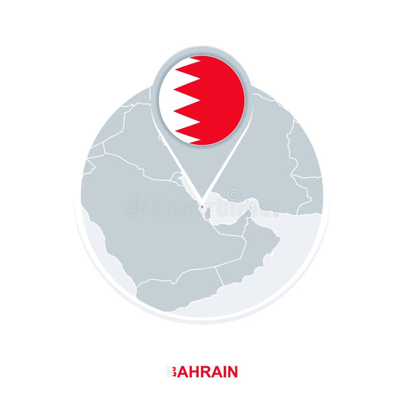 Bahrain Map and Flag, Vector Map Icon with Highlighted Bahrain Stock ...