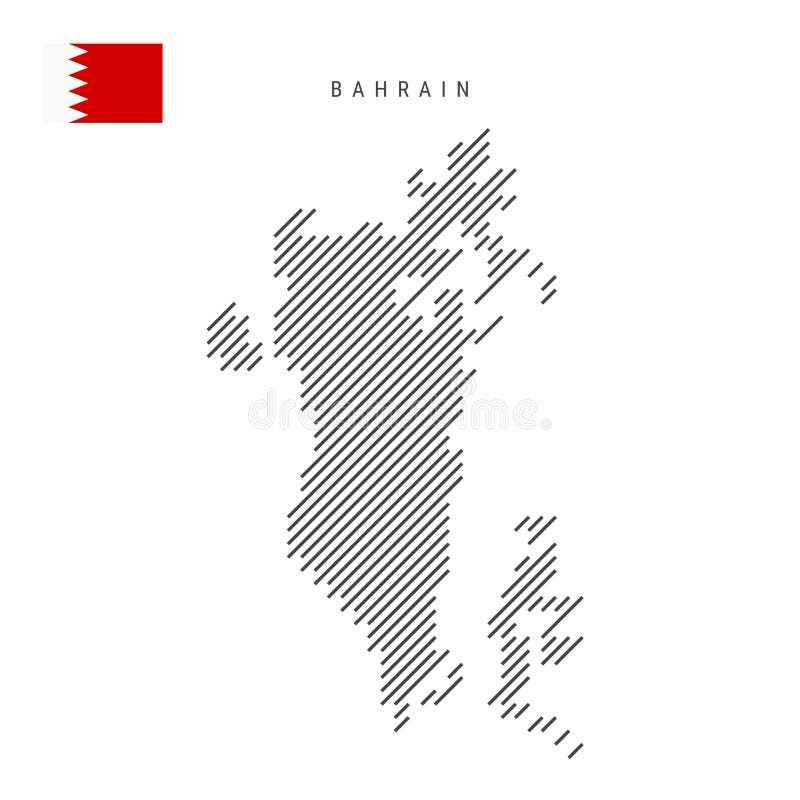 Bahrain Map from Pattern of Black Slanted Parallel Lines. Flat Vector ...