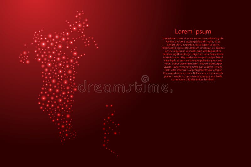 Bahrain Map from Red and Glowing Space Stars Abstract Concept Geometric ...