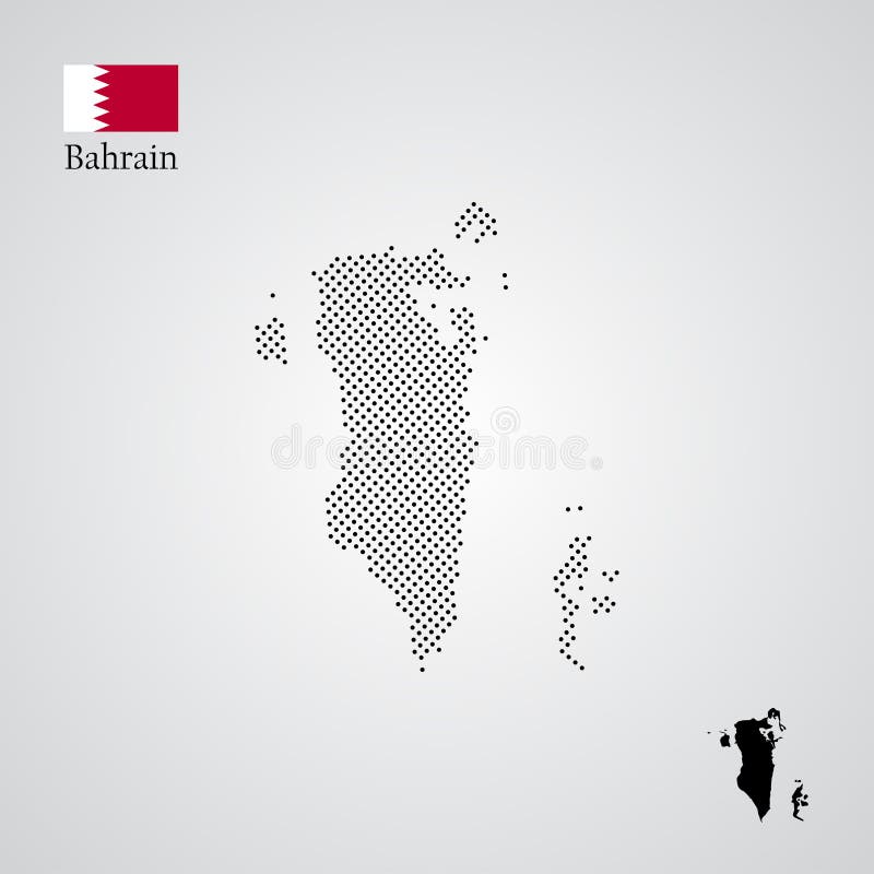 Bahrain Map Silhouette Halftone Style Stock Illustration - Illustration ...