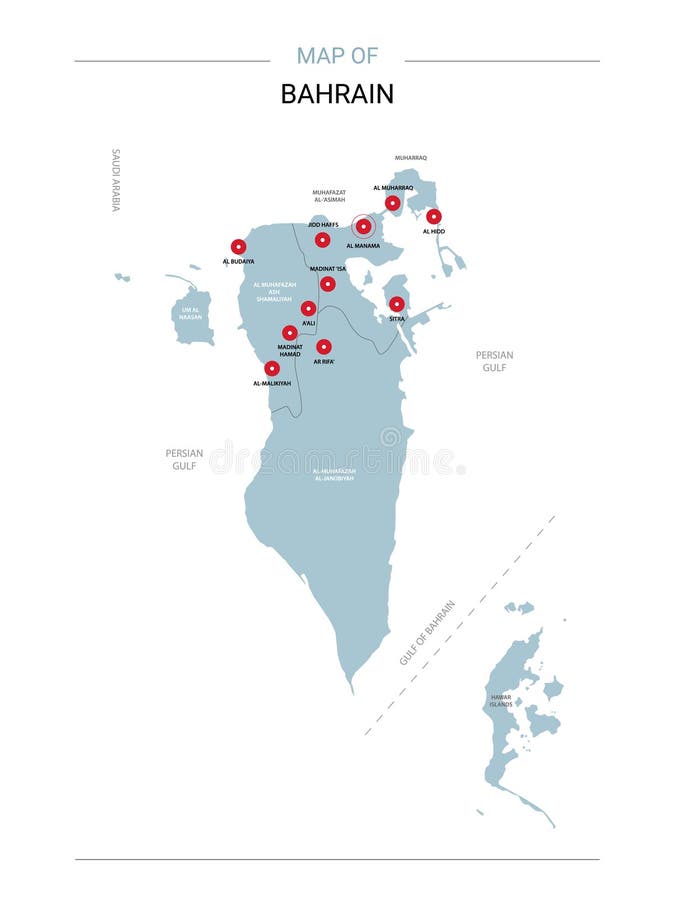 Bahrain Map Vector with Red Pin. Stock Vector - Illustration of ...