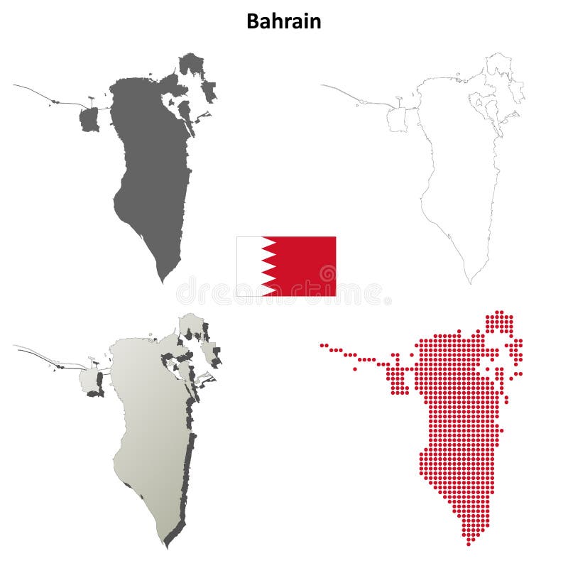 Bahrain outline map set stock vector. Illustration of detailed - 81538625