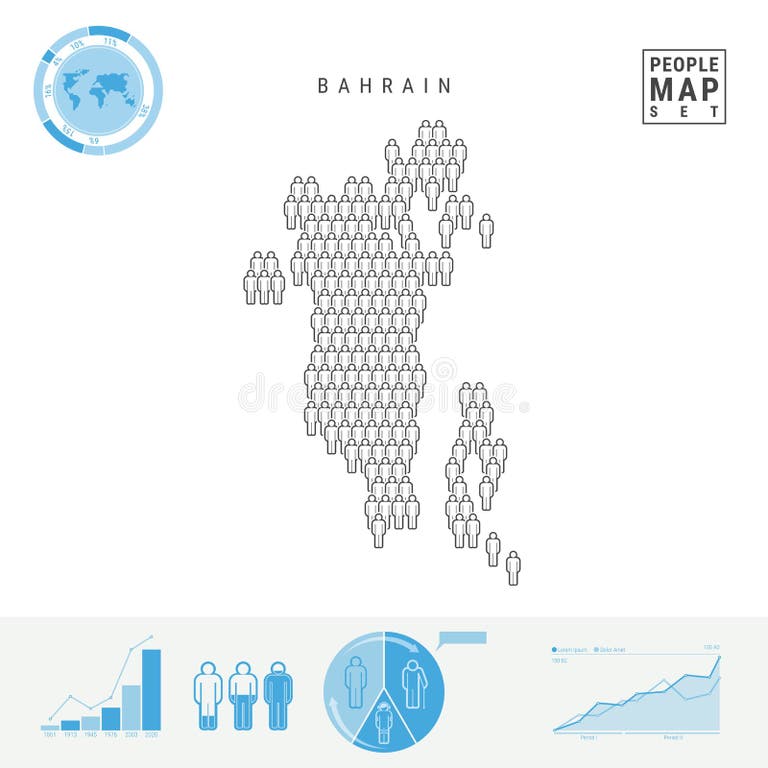 Bahrain People Icon Map. Stylized Vector Silhouette of Bahrain ...