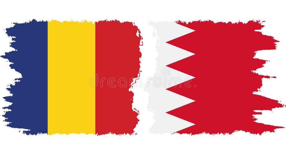 Bahrain and Romania Grunge Flags Connection Vector Stock Illustration ...