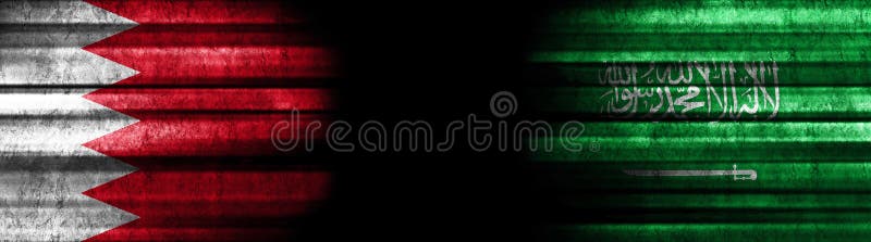 Bahrain and Saudi Arabia Flags on Black Stock Image - Image of concept ...