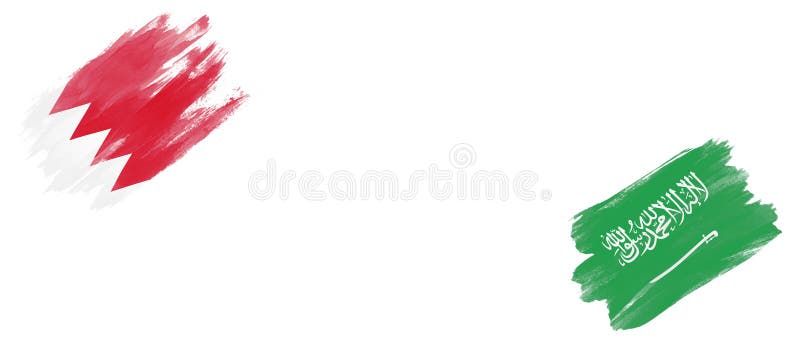 Bahrain and Saudi Arabia Flags on White Stock Illustration ...