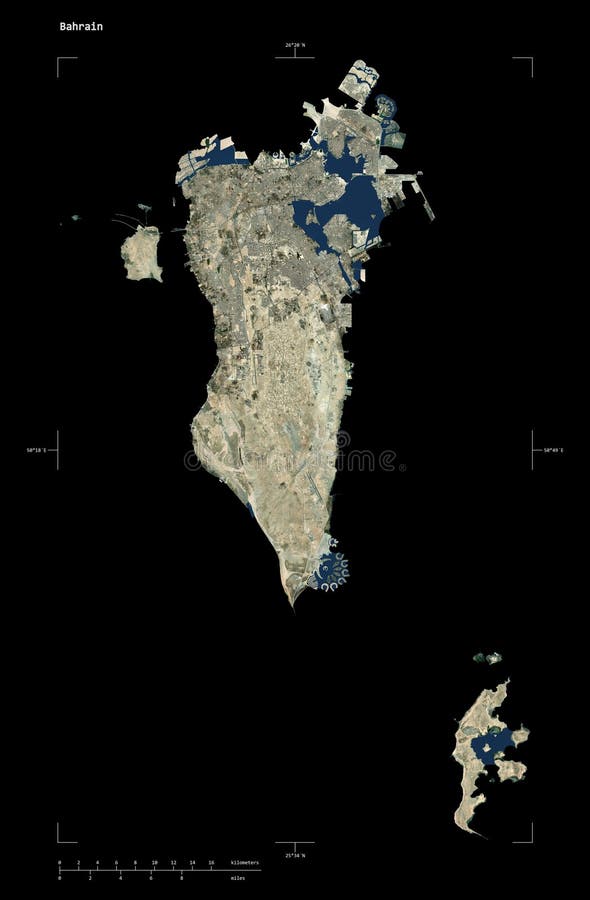 Bahrain Shape on Black. Low-res Satellite Stock Illustration ...