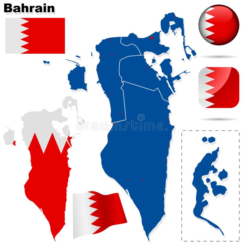 UAE Bahrain Saudi Arabia Qatar Flags Stock Illustration - Illustration ...