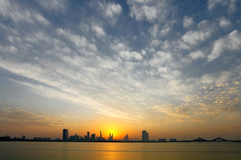 Bahrain Skyline and Beautiful Sky Stock Image - Image of hour, dramatic ...