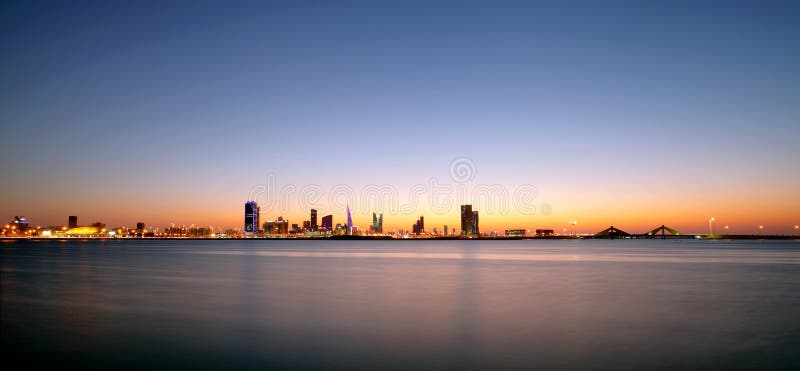 Bahrain Skyline at Night stock photo. Image of night - 25295488