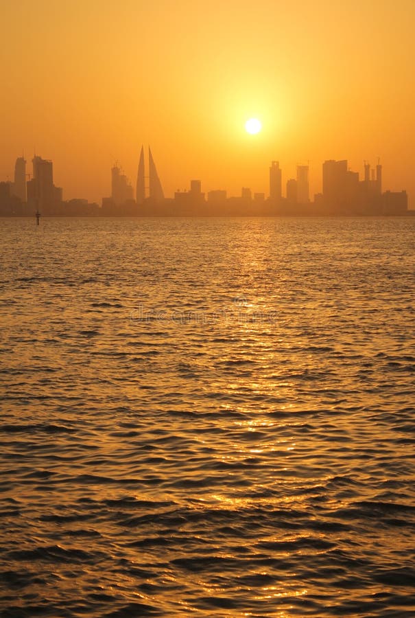 Bahrain Skyline during Sunset Stock Image - Image of bahrain, dusk ...