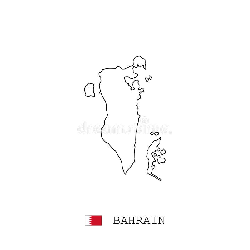 Bahrain Vector Map Outline, Line, Linear. Bahrain Black Map on White ...