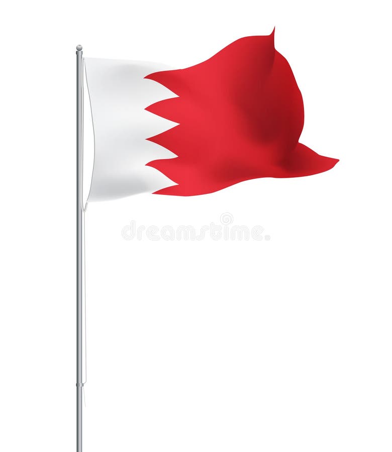 Bahraini Flag Waving on Pole.Isolated National Flag of Bahrain Stock ...