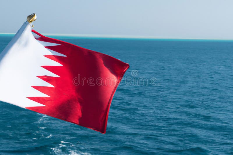 Bahrainian Flag on Blue Ocean Stock Illustration - Illustration of pole ...